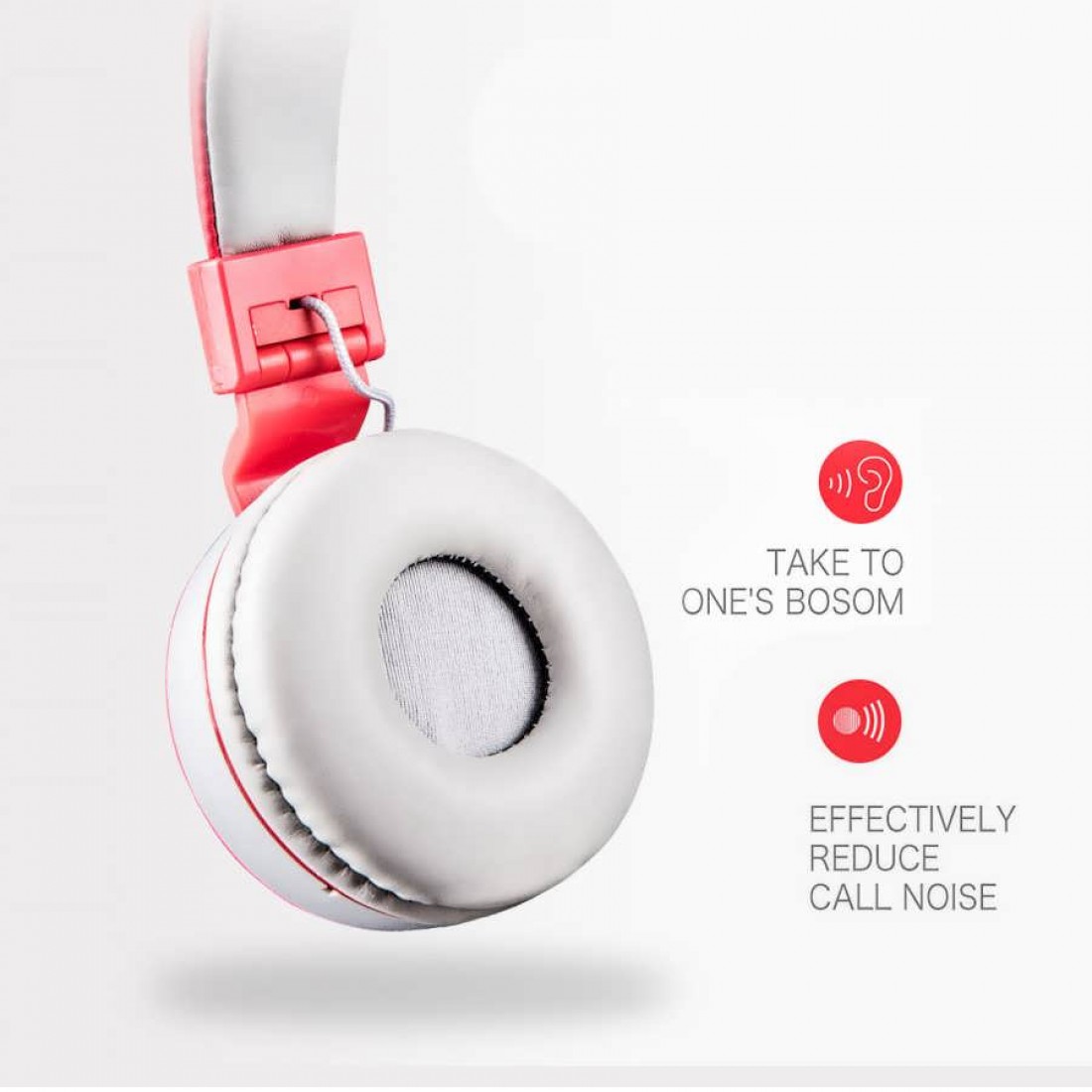 Casti On-Ear Wireless cu Handsfree MS - 881A - Rosu | RobestShop.ro