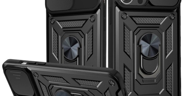 Husa spate pentru iPhone 13 Pro Max - Slide Case Negru | RobestShop.ro