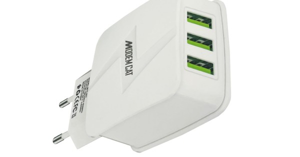 Incarcator Modem Cat Fast Charge 12W MTC-021 - 3xUSB Alb | RobestShop.ro